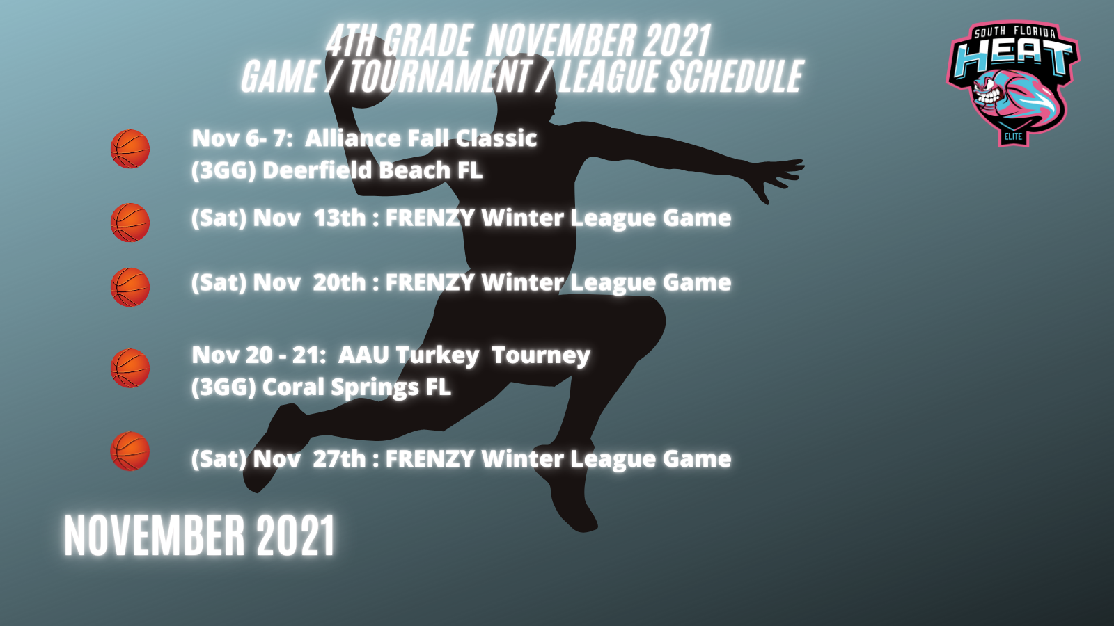 NOVEMBER 2021 – South Florida Heat Elite Travel Basketball